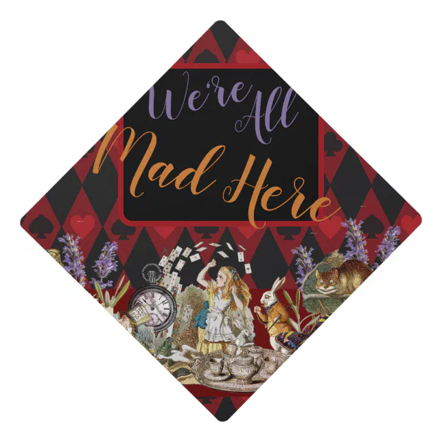 Alice in Wonderland Mad Cheshire Cat Graduation Cap Topper | Zazzle