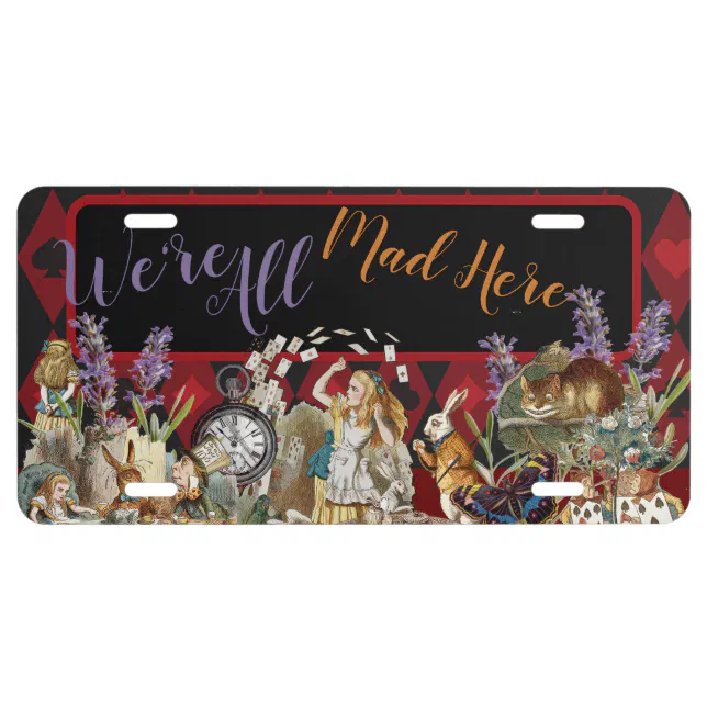Alice in Wonderland Mad Cheshire Cat License Plate | Zazzle