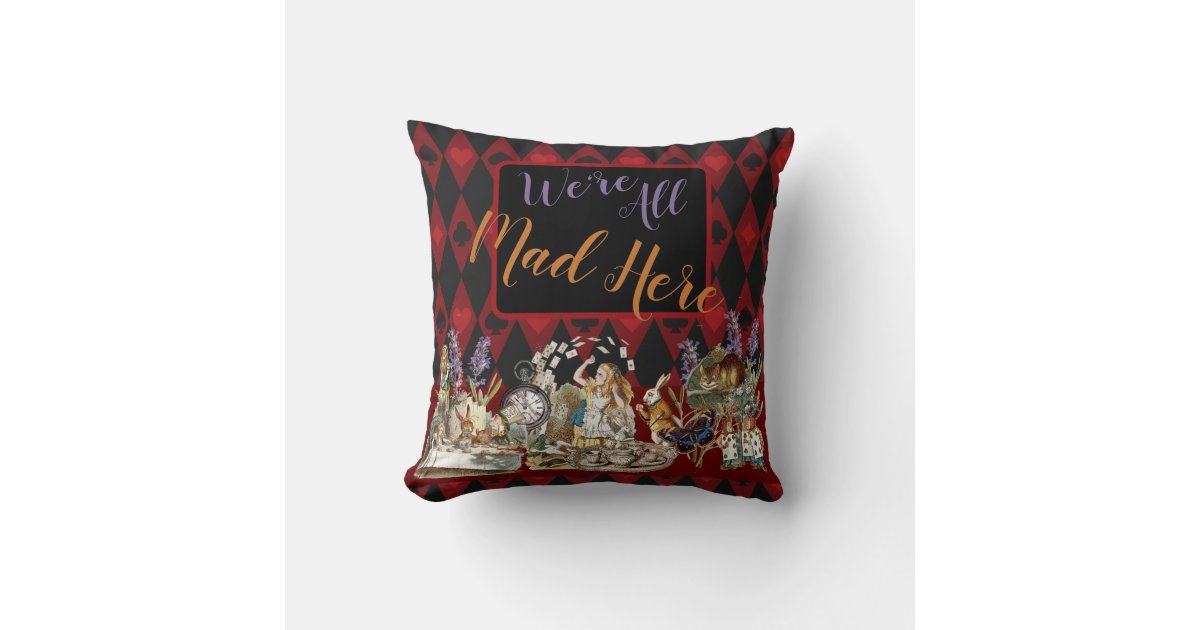 Alice in Wonderland Mad Cheshire Cat Throw Pillow | Zazzle