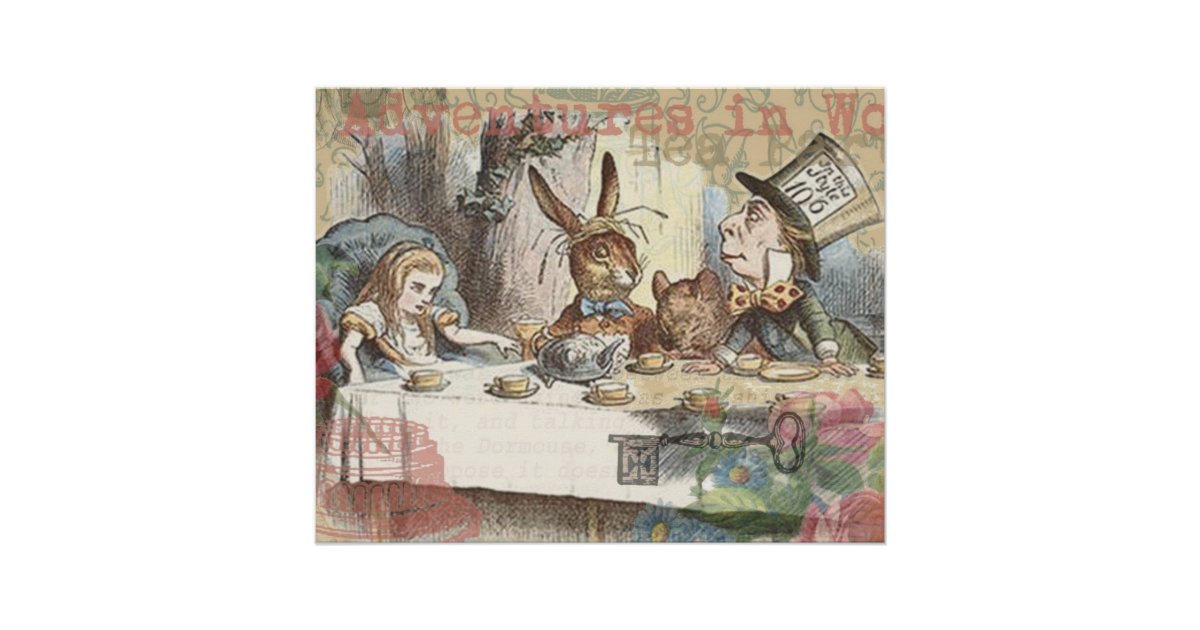 Alice in Wonderland Mad Tea Party Art Poster | Zazzle
