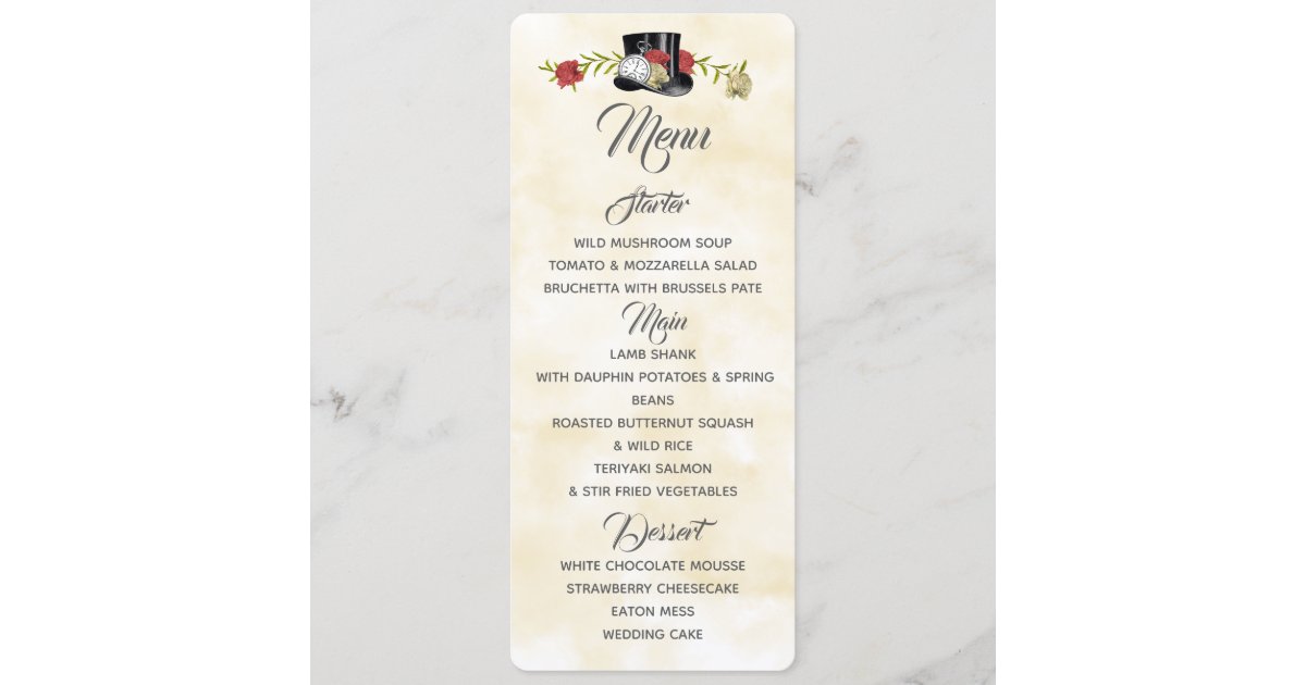 Alice in Wonderland Menu | Zazzle