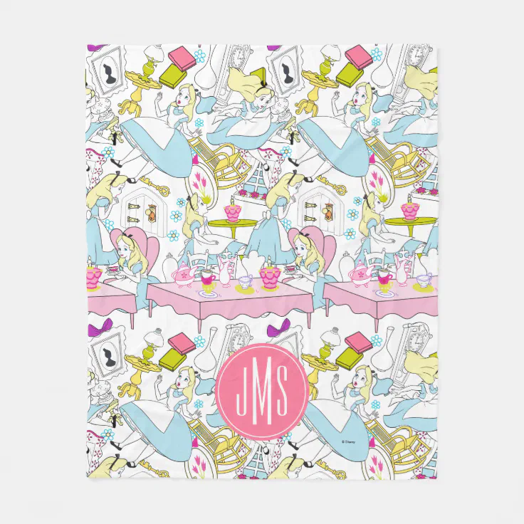 Alice in Wonderland | Monogram Oversized Pattern Fleece Blanket | Zazzle