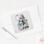 Alice in Wonderland Pink Flamingo Croquet Square Sticker | Zazzle