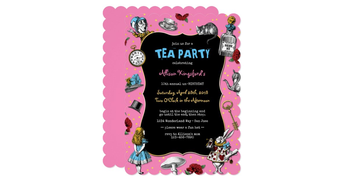 Alice in Wonderland Pink Tea Party Invitation | Zazzle.com