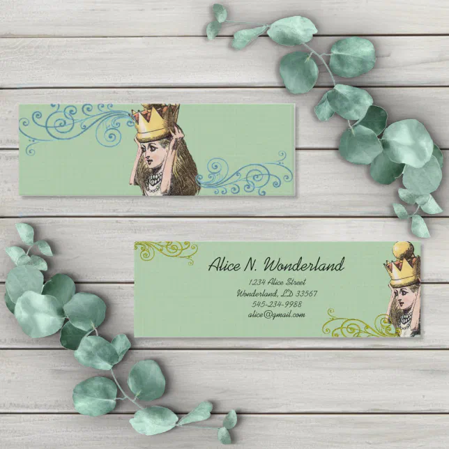 Alice In Wonderland Princess Queen Vintage Girl Mini Business Card | Zazzle
