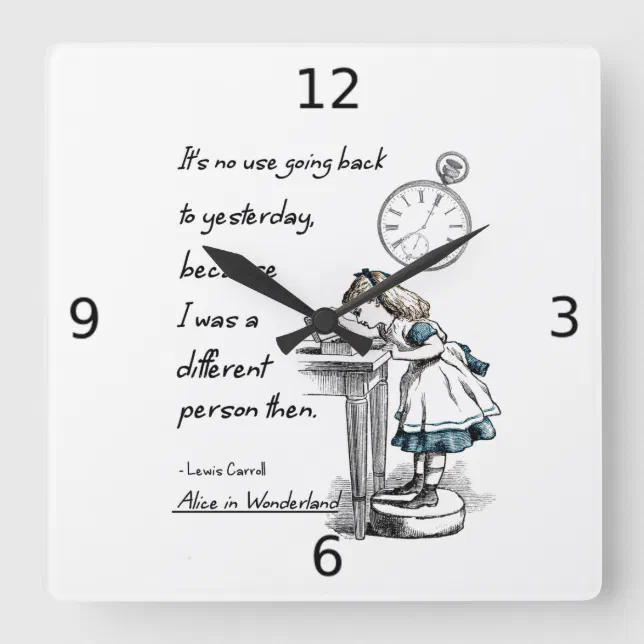 Alice in Wonderland Quotes Watch Square Wall Clock | Zazzle