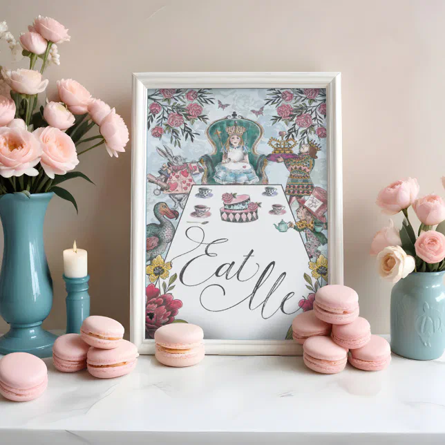 Alice in Wonderland Tea Party Eat Me Poster | Zazzle