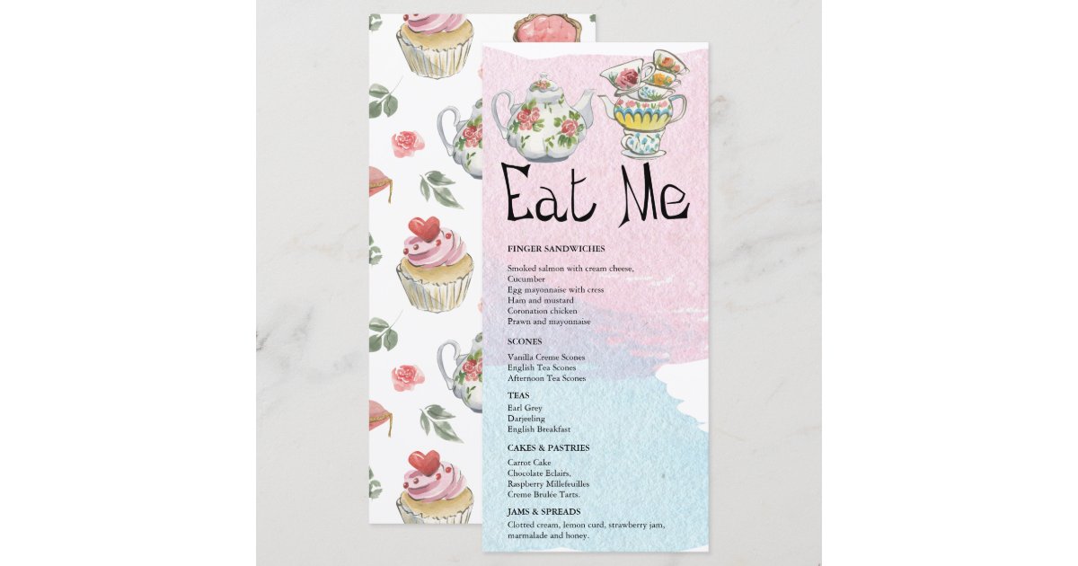 Alice in Wonderland | Tea Party Menu | Zazzle