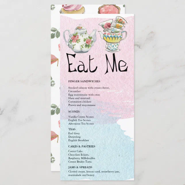 Alice in Wonderland | Tea Party Menu | Zazzle