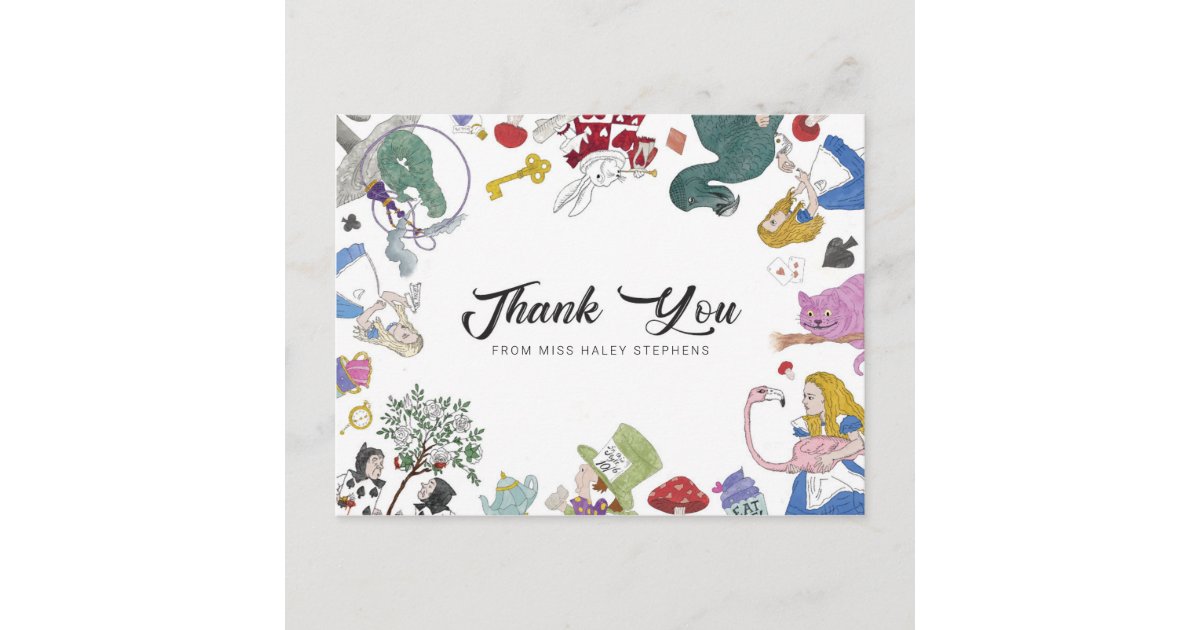 Alice In Wonderland Thank You Note Postcard | Zazzle