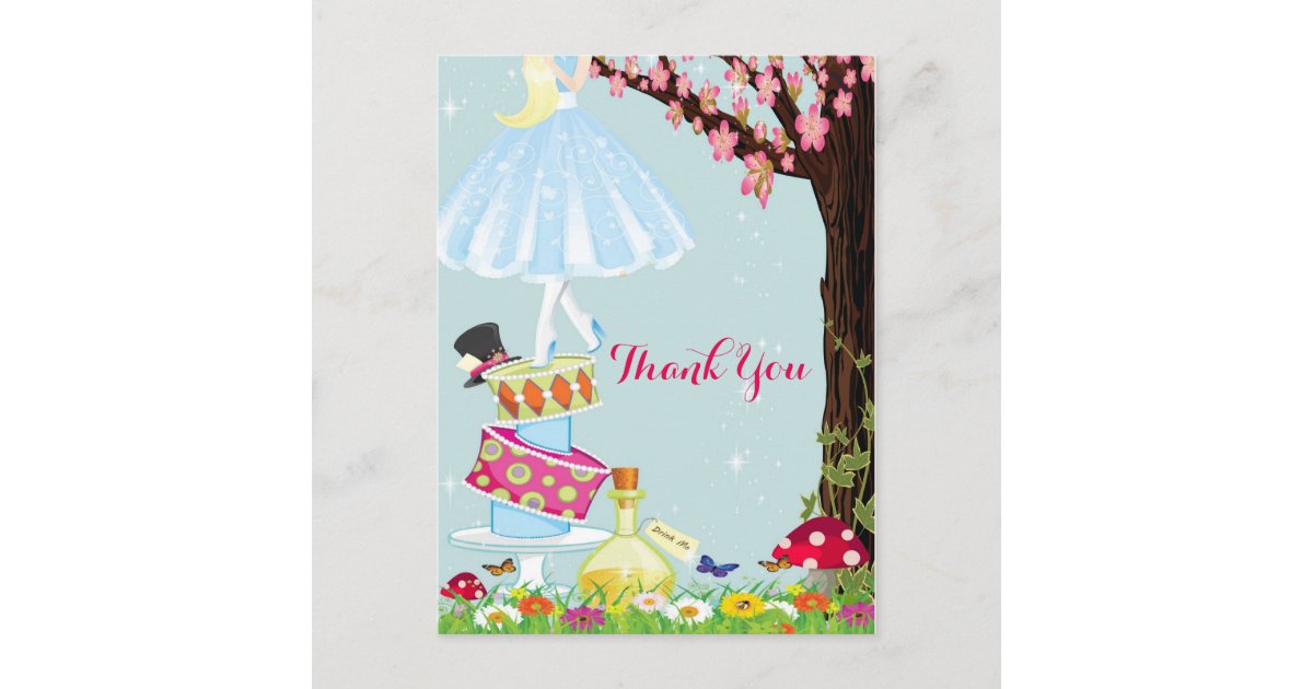 Alice in Wonderland Thank You Postcards | Zazzle