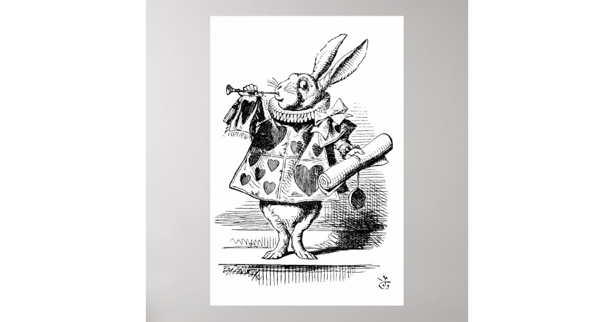 Alice in Wonderland - The Herald (white rabbit) Poster | Zazzle