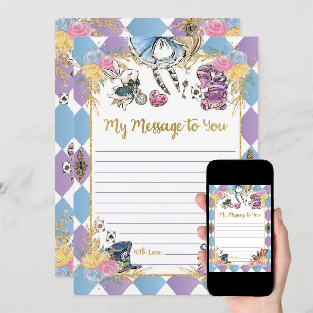 Alice in Wonderland Time Capsule Message Card | Zazzle