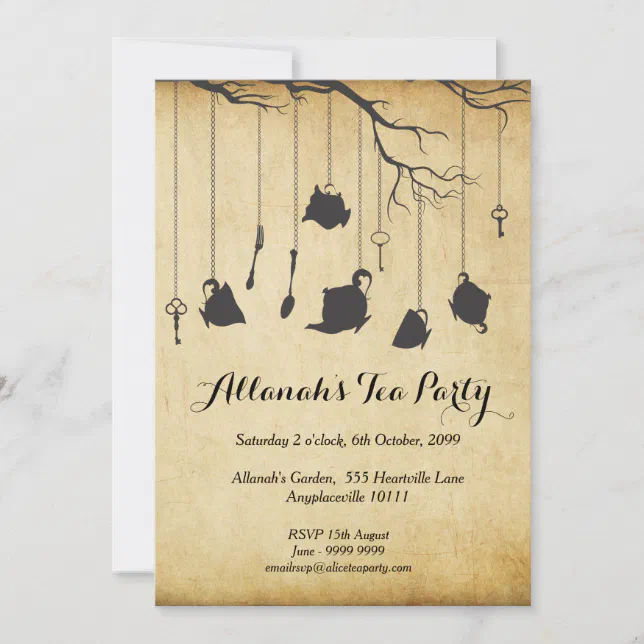Alice in Wonderland Unbirthday Birthday Tea Party Invitation | Zazzle