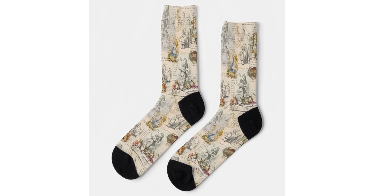 Alice in Wonderland Vintage Book Socks | Zazzle