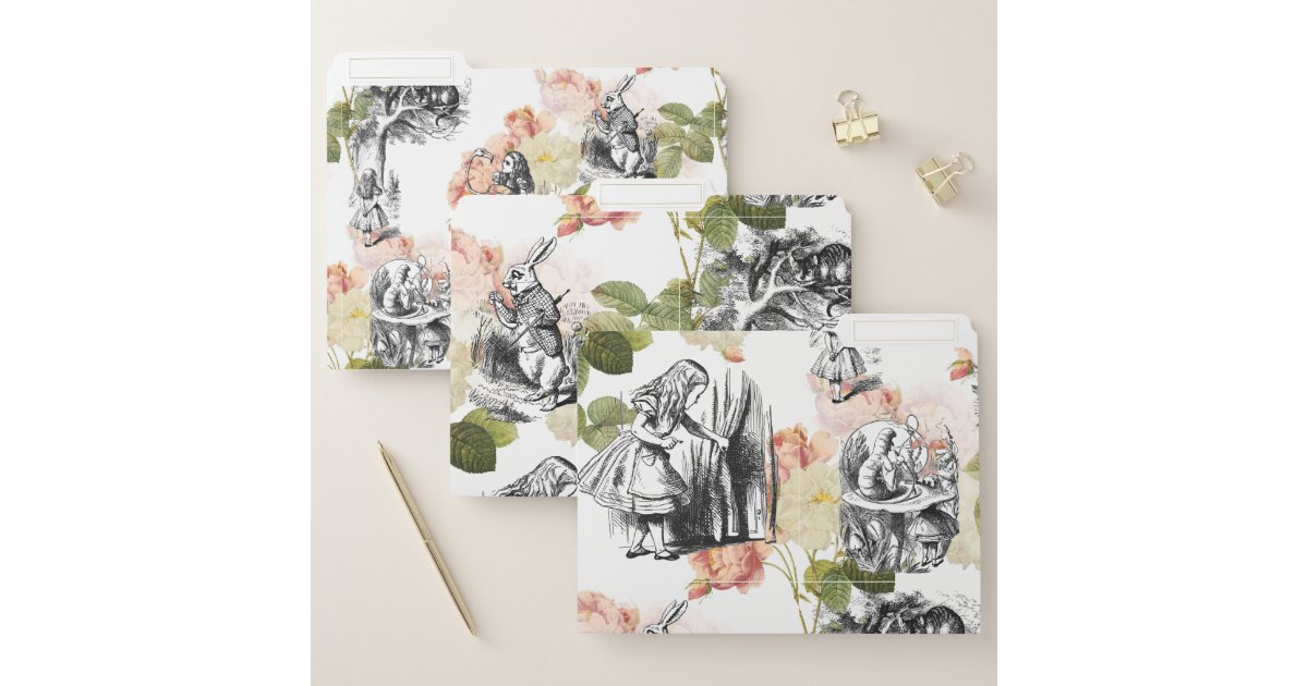 Alice in Wonderland Vintage Roses File Folders | Zazzle