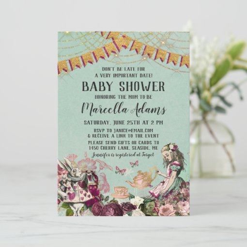 Alice in Wonderland Virtual Baby Shower Invitation | Zazzle