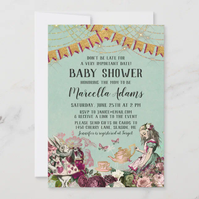 Alice in Wonderland Virtual Baby Shower Invitation | Zazzle