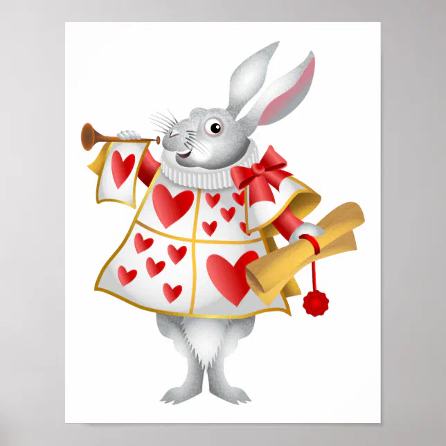 Alice in Wonderland White Rabbit Herald Poster | Zazzle