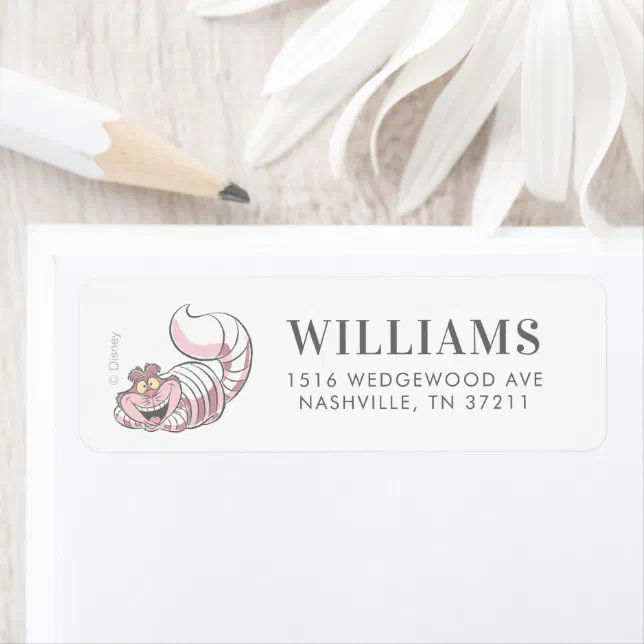 Alice in Wonderland's Cheshire Cat Birthday Label | Zazzle