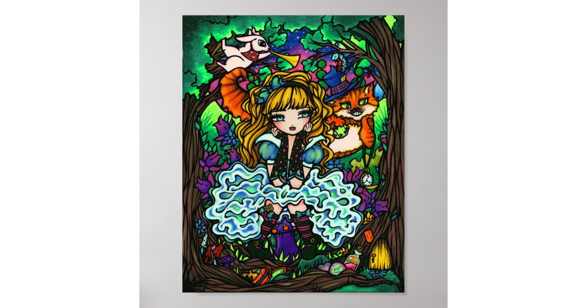 "Alice Lost" Alice in Wonderland Cheshire Cat Poster | Zazzle