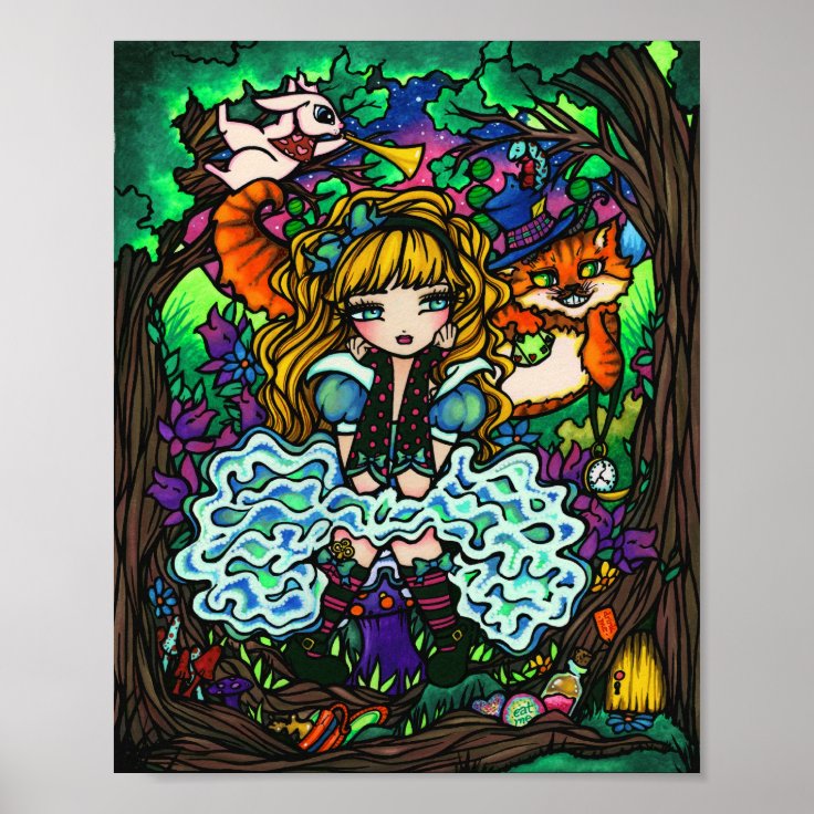 "Alice Lost" Alice in Wonderland Cheshire Cat Poster | Zazzle