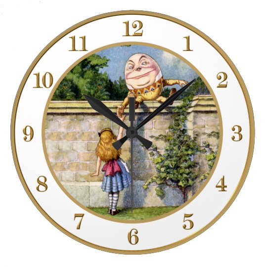 Alice Meets Humpty Dumpty in Wonderland. Large Clock | Zazzle.com