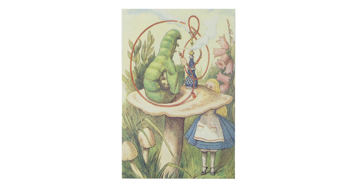 Alice Meets the Caterpillar Faux Canvas Print | Zazzle