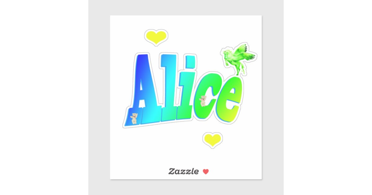 Alice Name Logo With Unicorn, Sticker | Zazzle