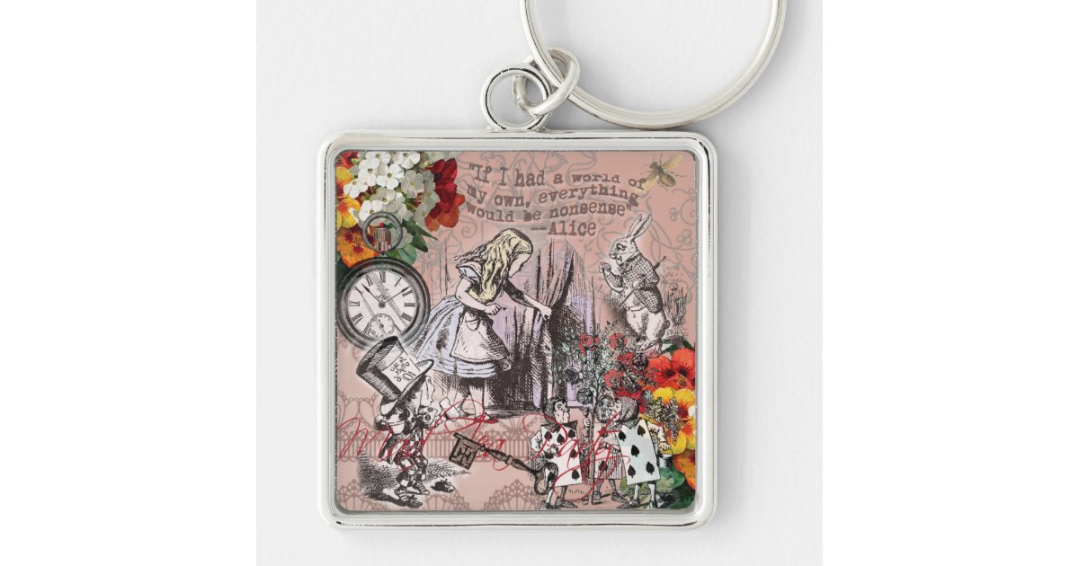 Alice nonsense curtain wonderland keychain | Zazzle