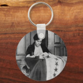 Alice Paul, Sewing Suffrage Flag, 1910s Keychain | Zazzle