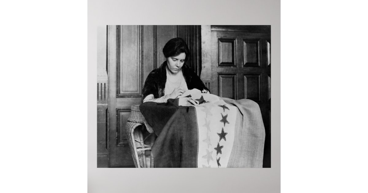 Alice Paul, Sewing Suffrage Flag, 1910s Poster | Zazzle