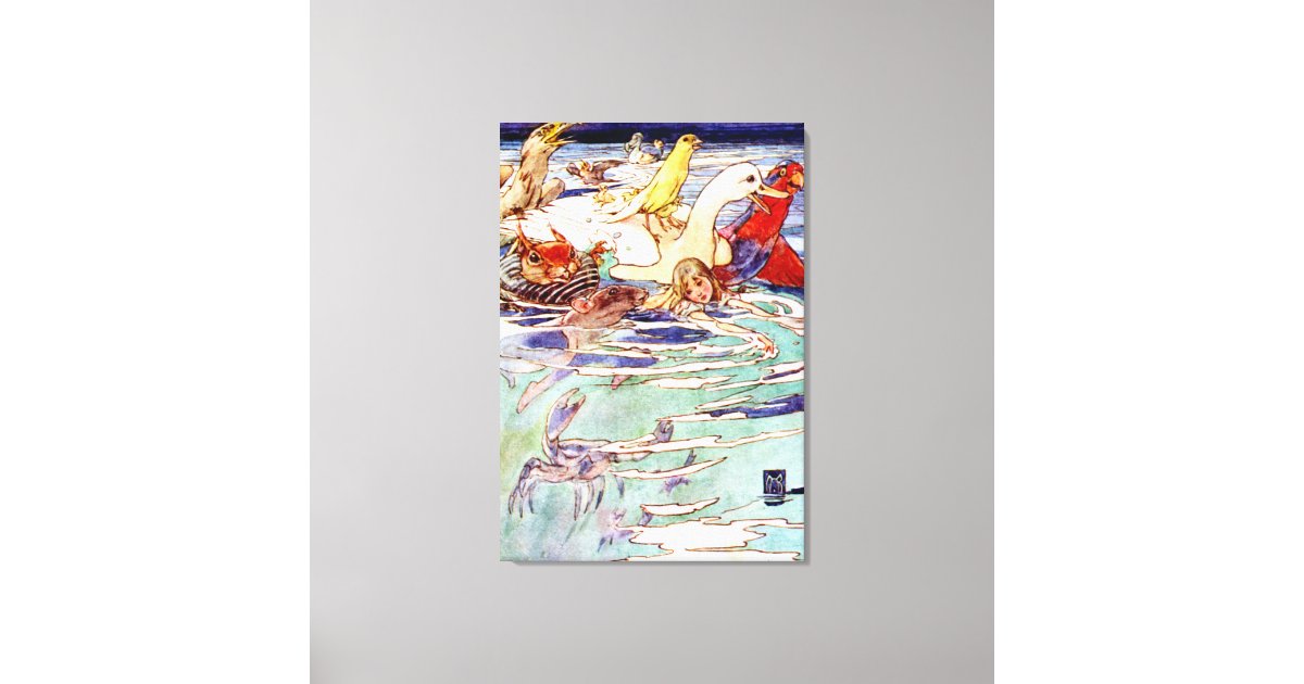 Alice Swimming In the Pool of Tears in Wonderland Canvas Print | Zazzle