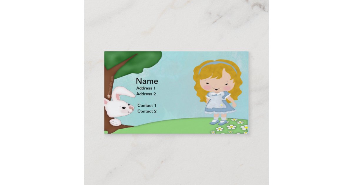 Alice & The White Rabbit Business Card | Zazzle