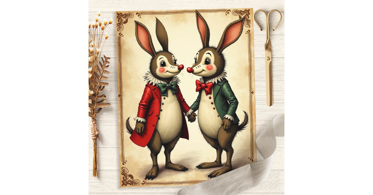 Alice Vintage Rabbits Scrapbook Paper | Zazzle