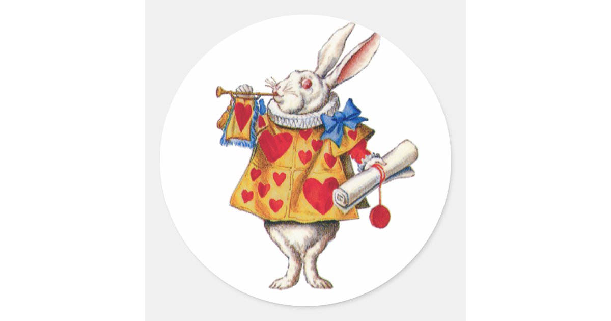 ALICE'S WHITE RABBIT IN WONDERLAND CLASSIC ROUND STICKER | Zazzle