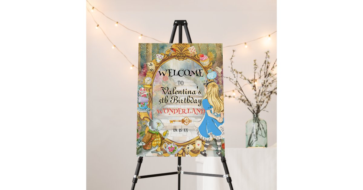 Alice's Wonderland Birthday Tea Party Welcome Sign | Zazzle