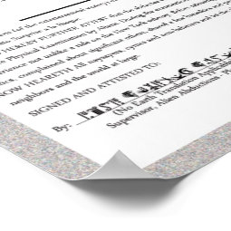 Alien Abduction Certificate Poster | Zazzle