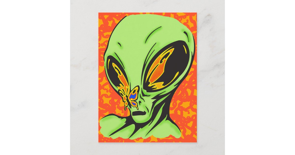 Alien and Butterfly Postcard | Zazzle