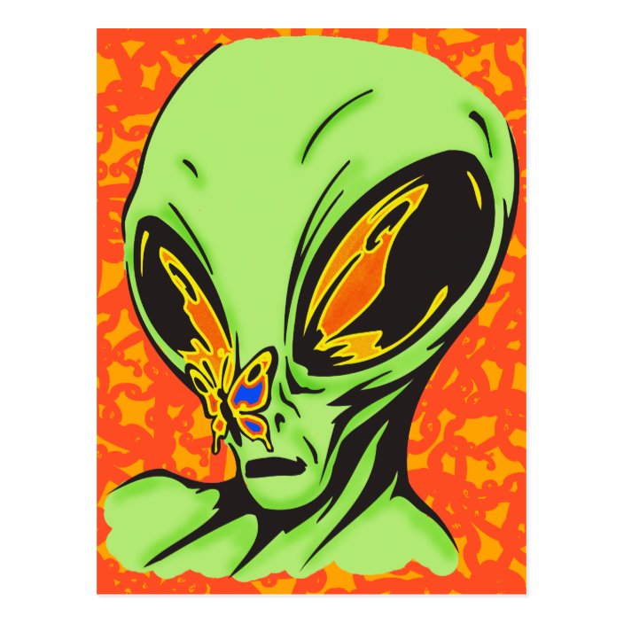 Alien and Butterfly Postcard | Zazzle.com