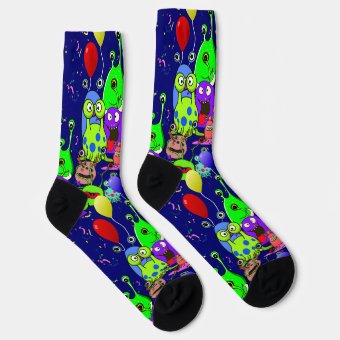Alien Art * Party with Aliens Socks | Zazzle