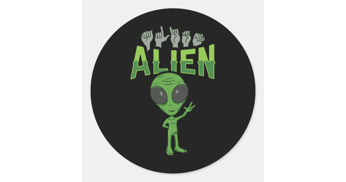 Alien Asl Hand Gesture Deaf Hearing Loss Awareness Classic Round ...