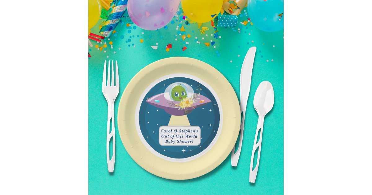 Alien Baby Shower Paper Plates | Zazzle