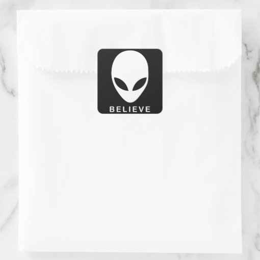 Alien Believe Square Sticker | Zazzle