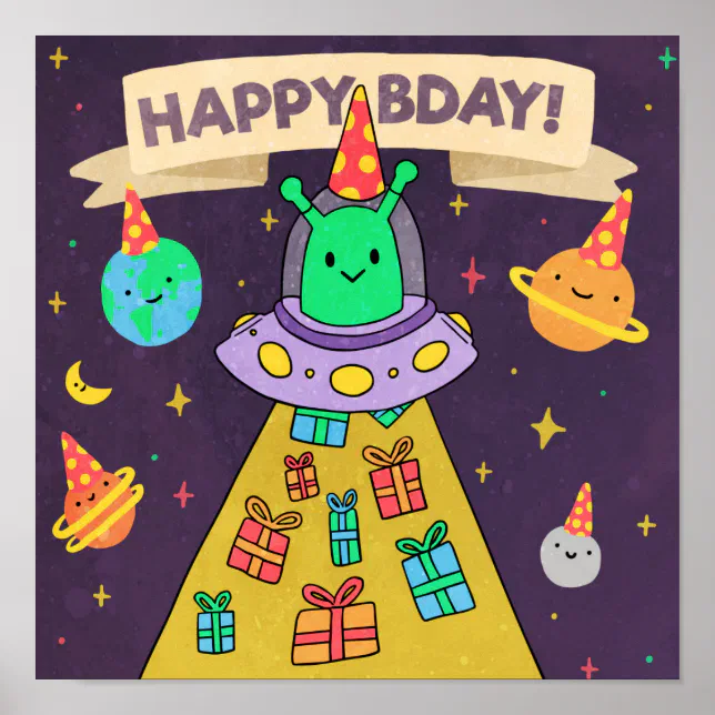 Alien Birthday Poster | Zazzle