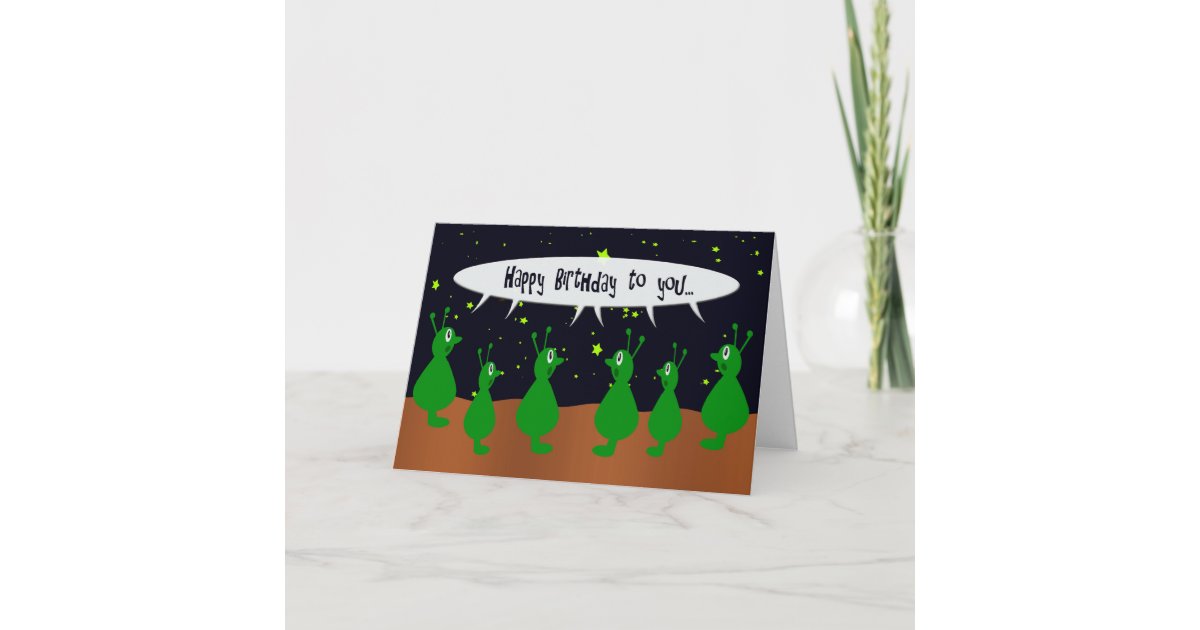 Alien choir singing Happy Birthday Card | Zazzle