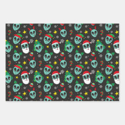 alien christmas pattern wrapping paper sheets | Zazzle