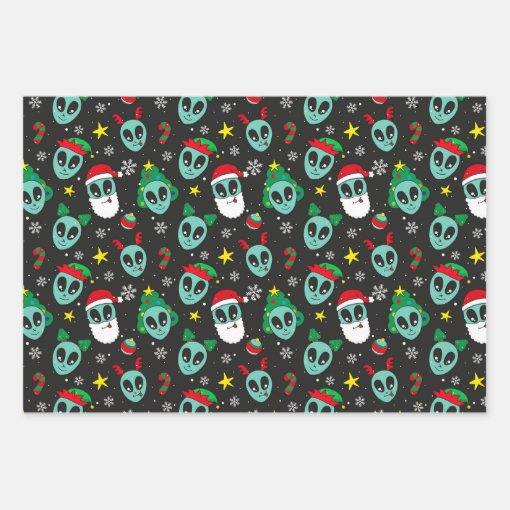 alien christmas pattern wrapping paper sheets | Zazzle