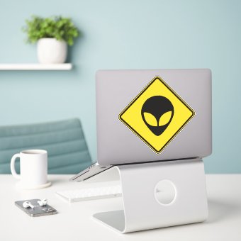 Alien Crossing Sticker | Zazzle