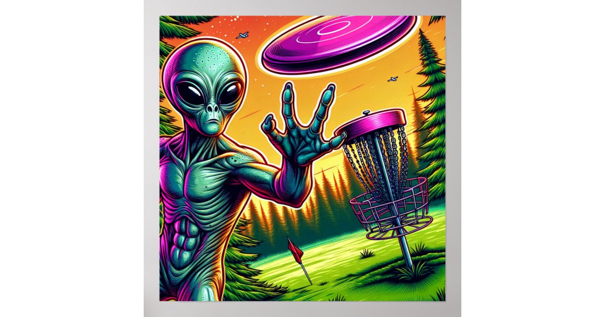 Alien Disc Golf Pin Basket Poster | Zazzle